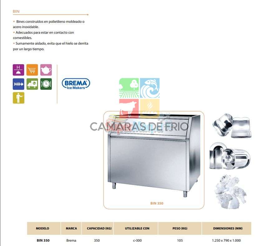 BIN Fabricadora de Hielo C300 Para 350 Kilos BREMA : Refrigeracion